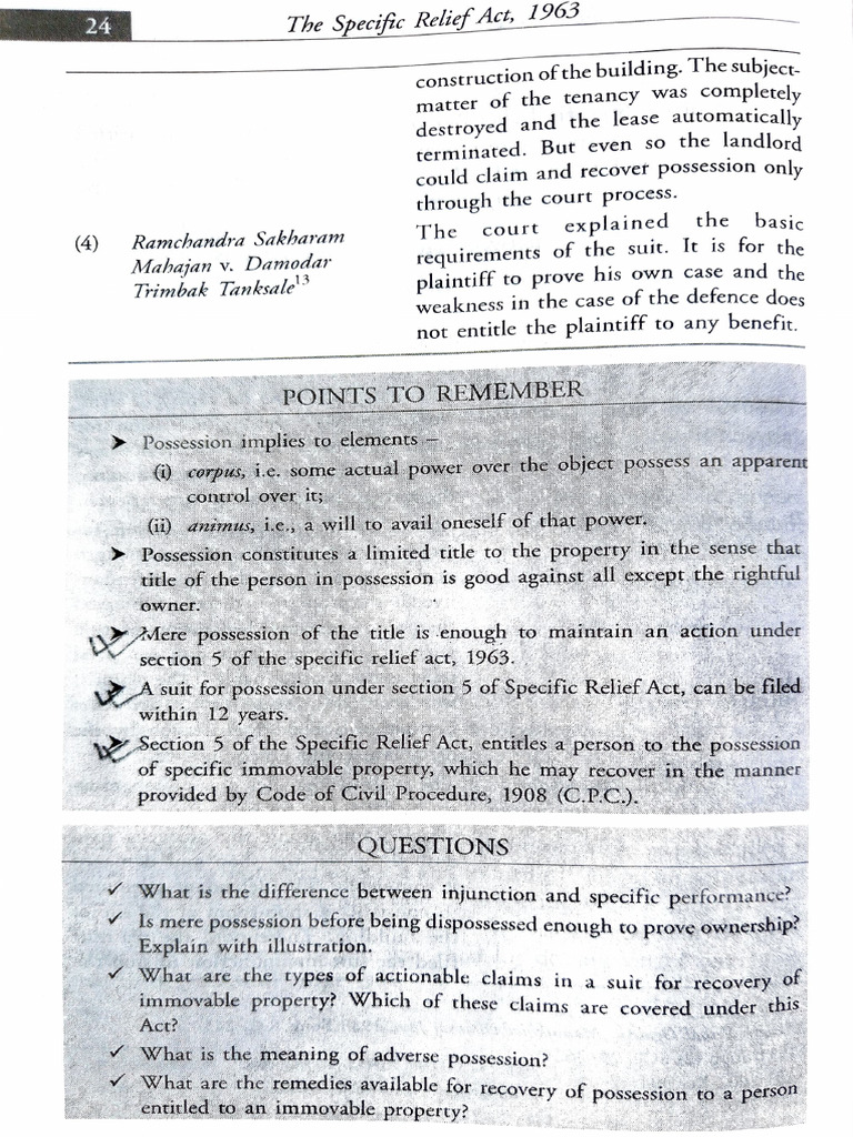 Specific Relief Act | PDF | Legal Remedy | Damages