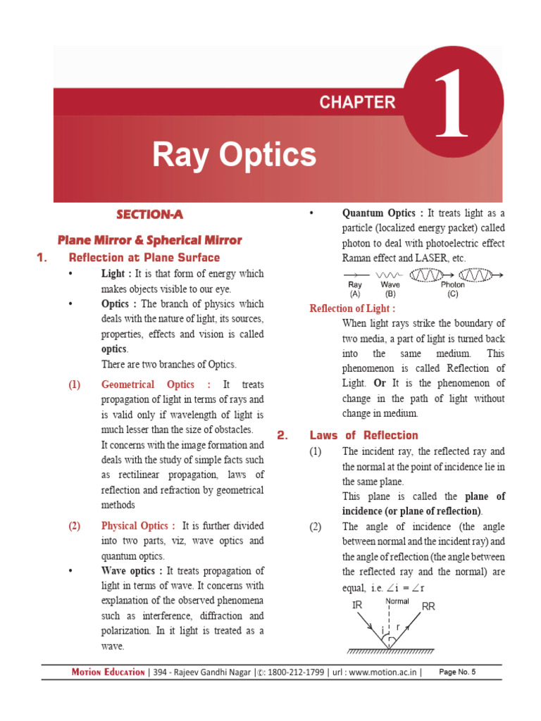 Physics Neet | PDF | Reflection (Physics) | Optics