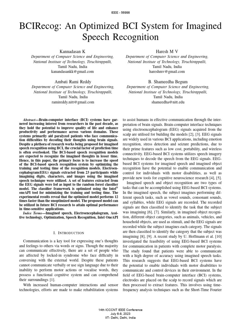 14th ICCCNT 2023 Paper 945 | PDF | Computer Programming | Electroencephalography