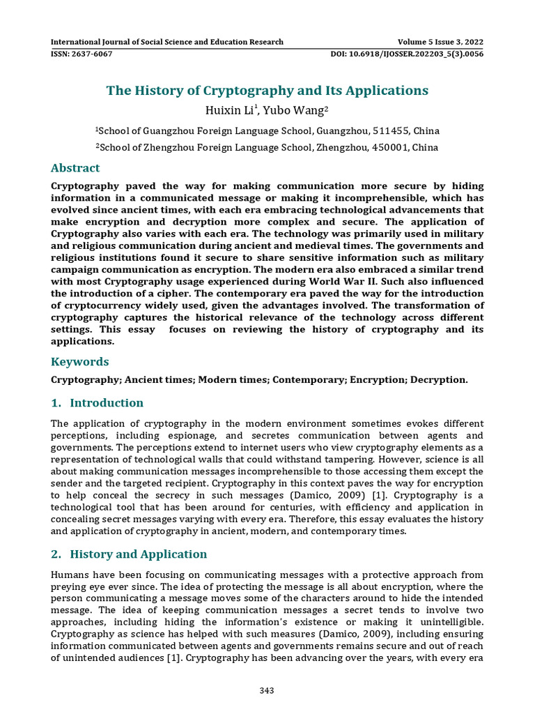 History and Applications of Cryptography | PDF | Cryptography | Encryption