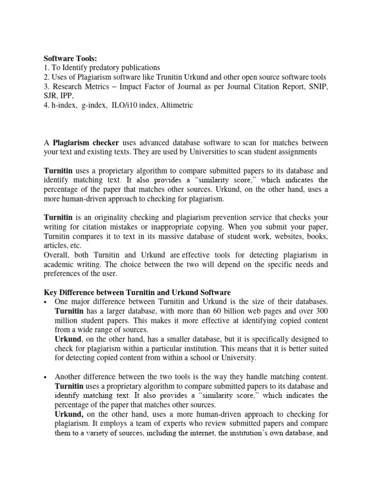 Software Tools | PDF | Turnitin | Publishing
