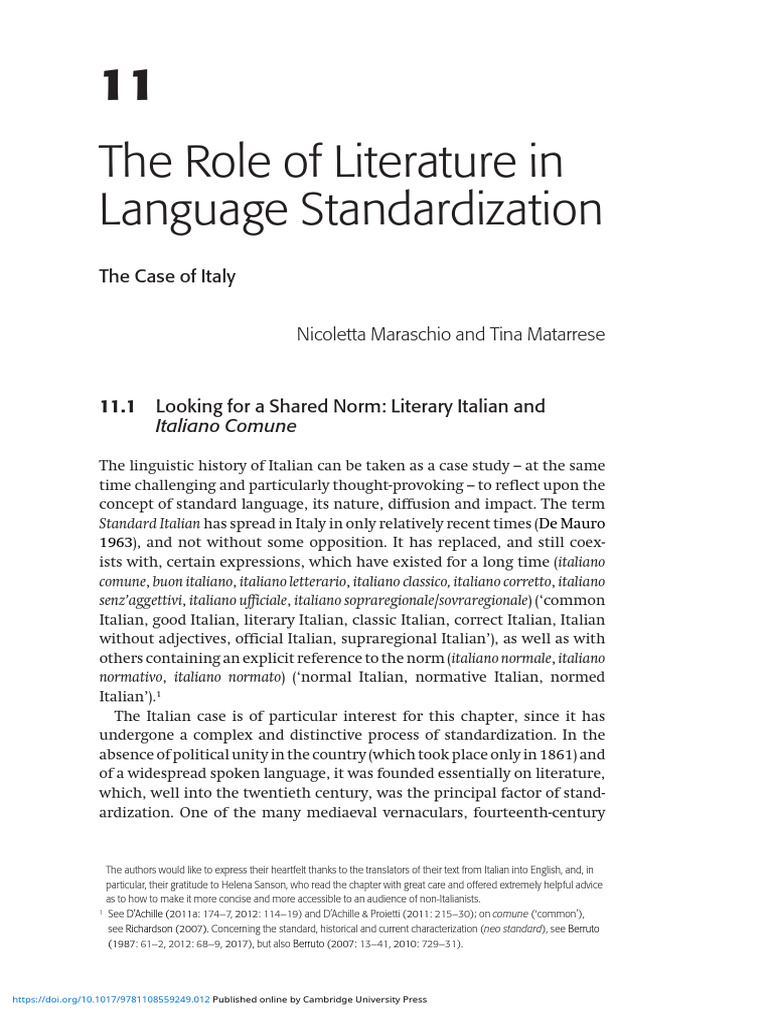 Role of Literature in Language Standardization | PDF | Grammar ...