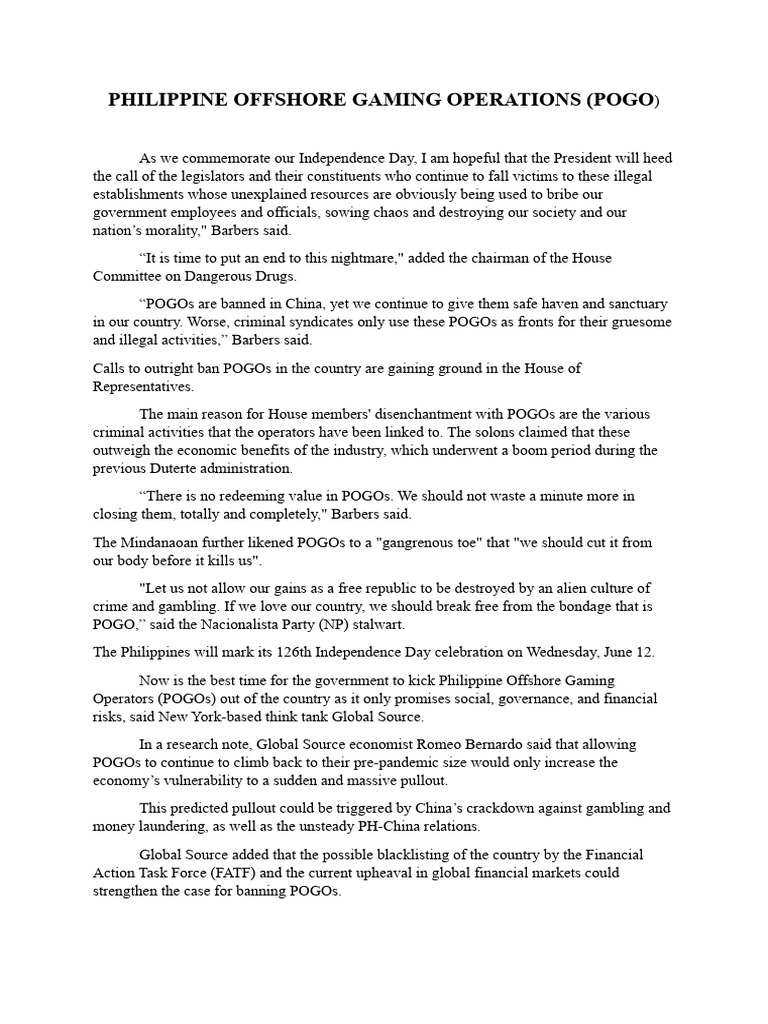 Philippine Offshore Gaming Operations | PDF | Economies