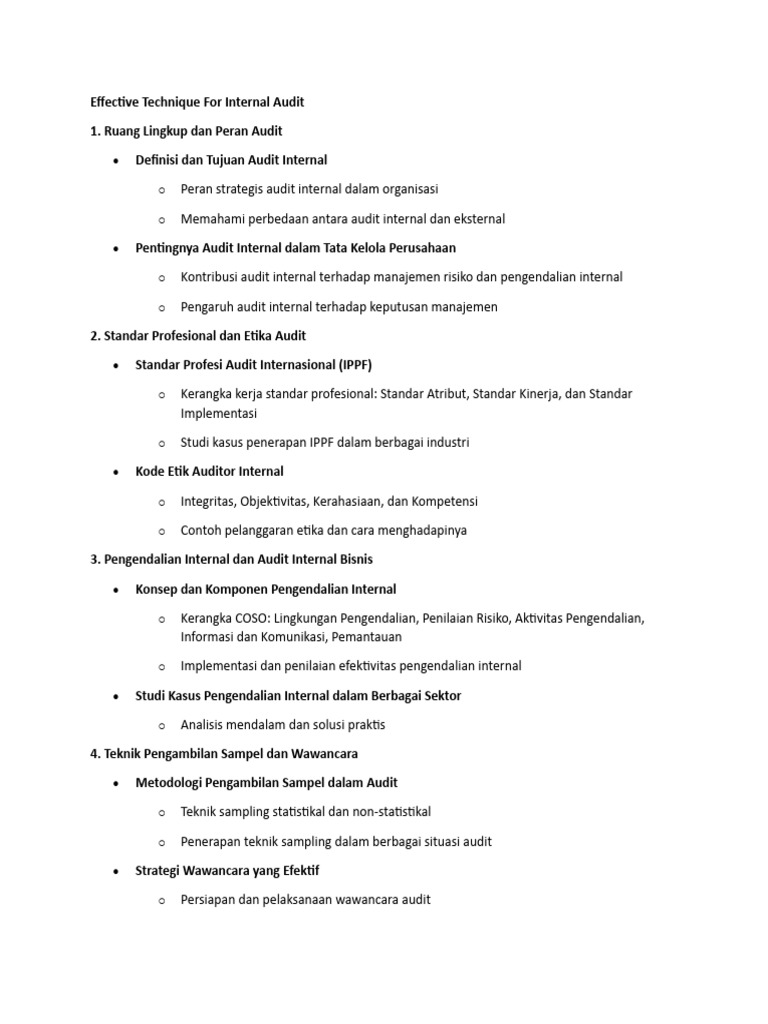 Effective Technique For Internal Audit | PDF
