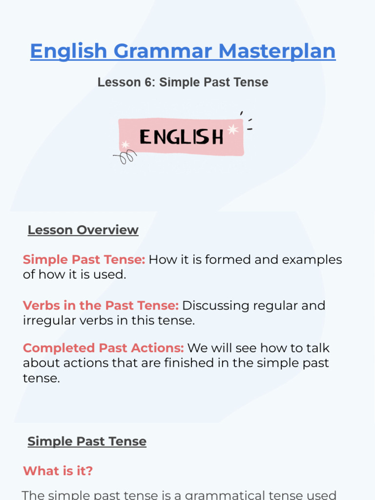 Mastering Simple Past Tense in English | PDF | Grammatical Tense | Verb
