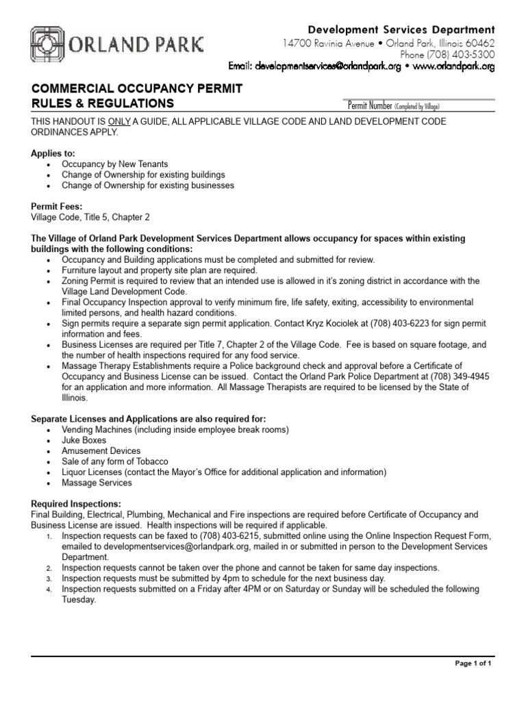 Commercial Occupancy Rules | PDF