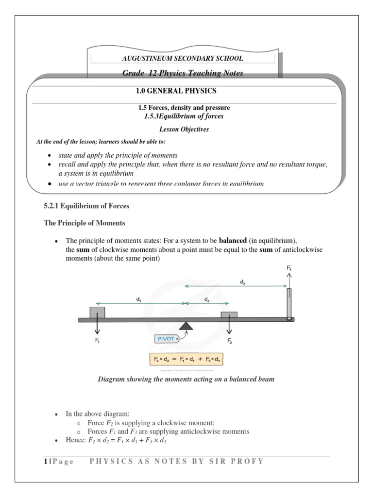 Principle of Moments in Equilibrium | PDF | Force | Torque