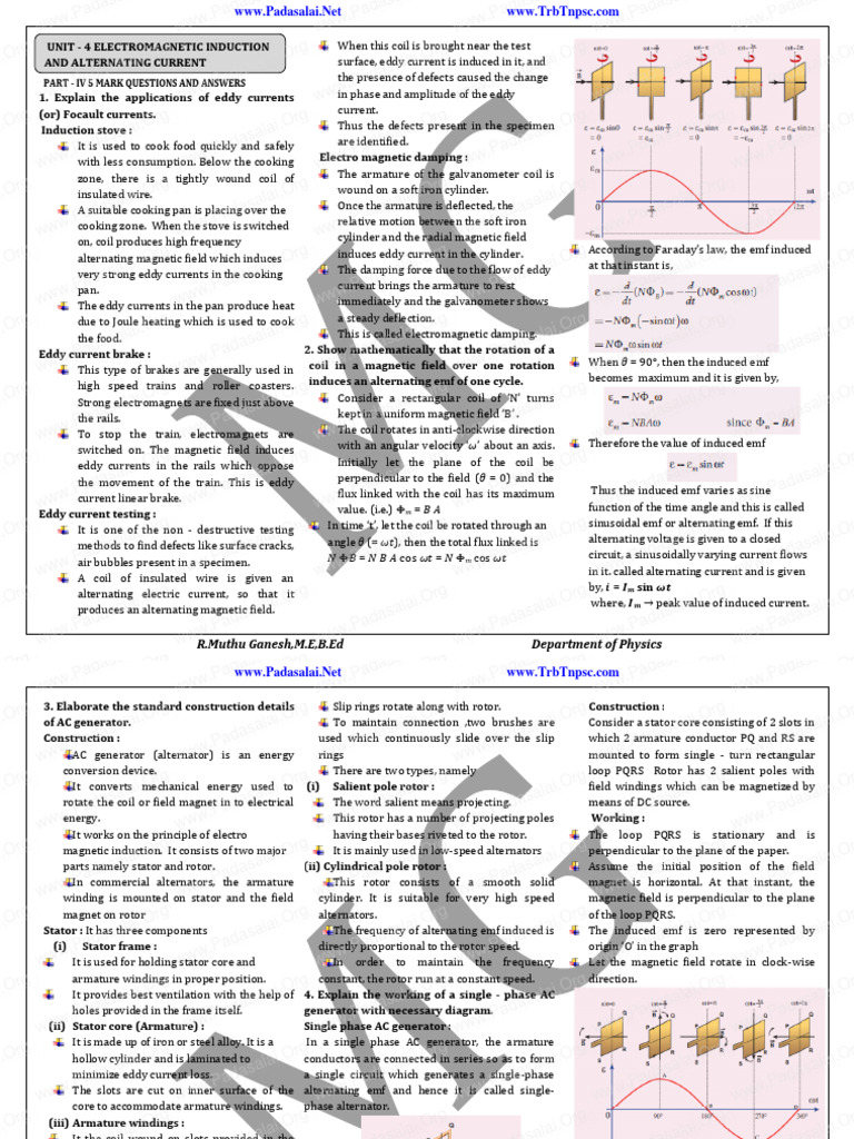 Unit 4 Important 5 Marks Study Material | PDF | Electromagnetic ...