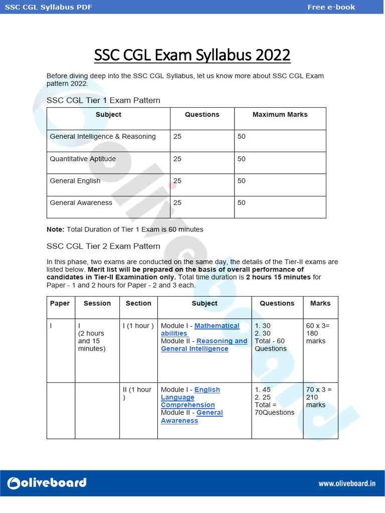 SSC CGL Syllabus 2022 PDF | PDF | Cost Of Living | Sampling (Statistics)