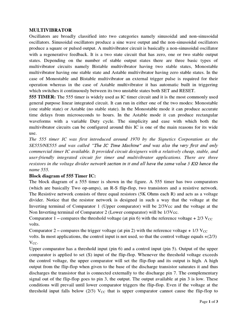 Multi Vibrator | PDF | Electronic Oscillator | Analog Circuits