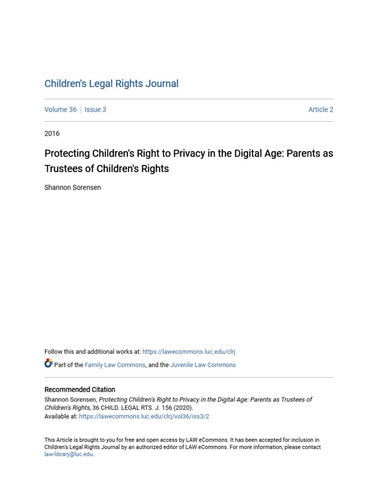 Protecting Childrens Right To Privacy in The Digital Age - Parent | PDF ...