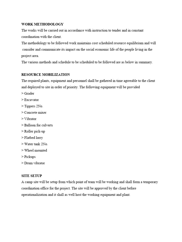 Work Methodology-1 | PDF | Road | Drainage