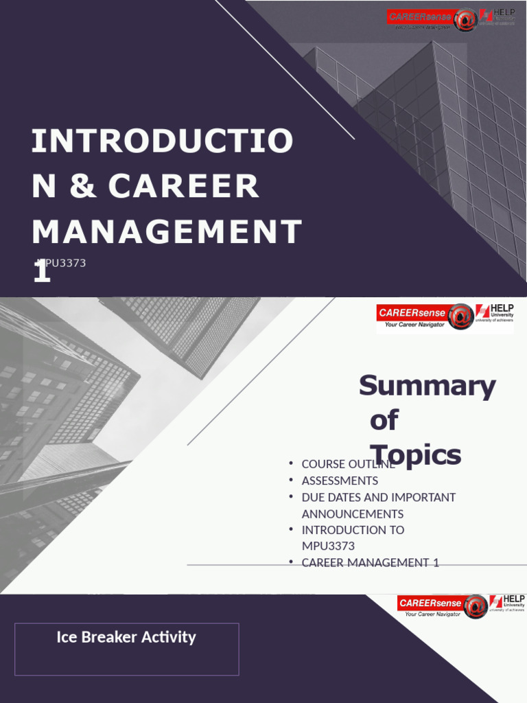 Lesson 1 MPU3373 Introduction Career Management | PDF | Motivation | Motivational