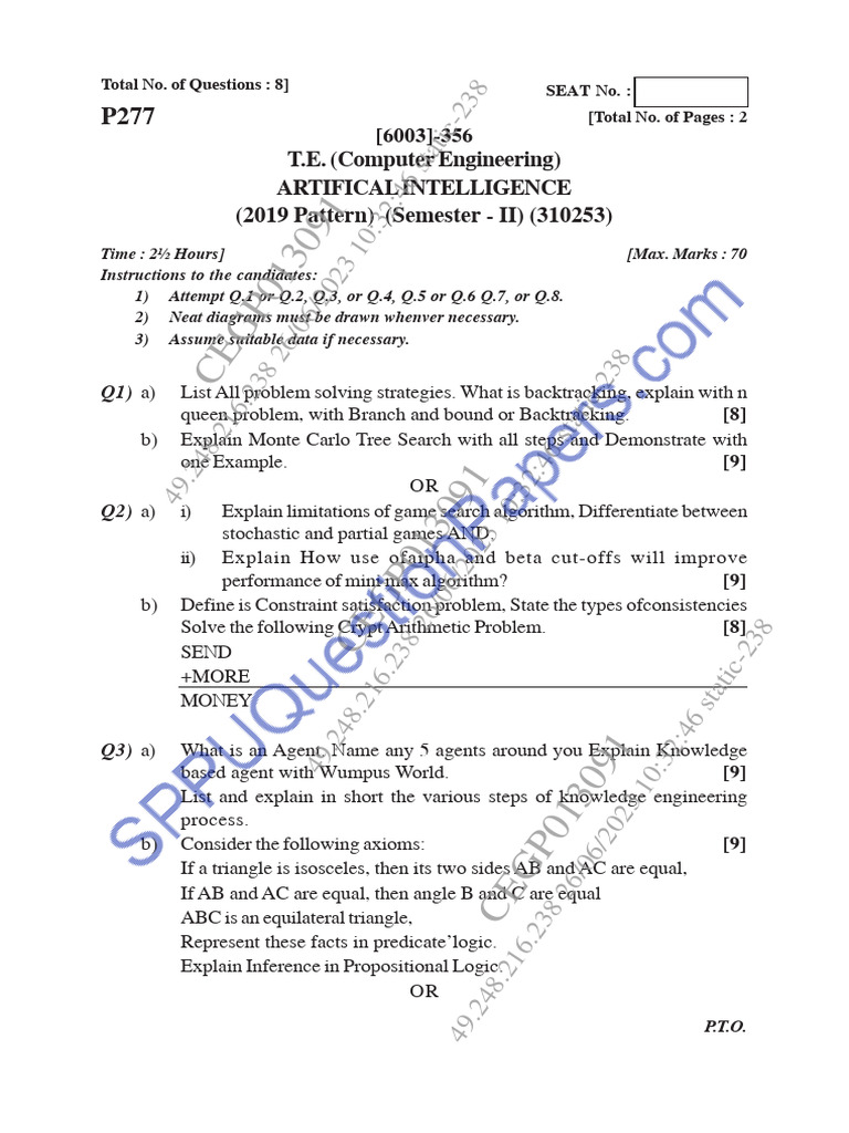 Be Computer Engineering Semester 6 2023 May Artificial Intelligence Ai ...