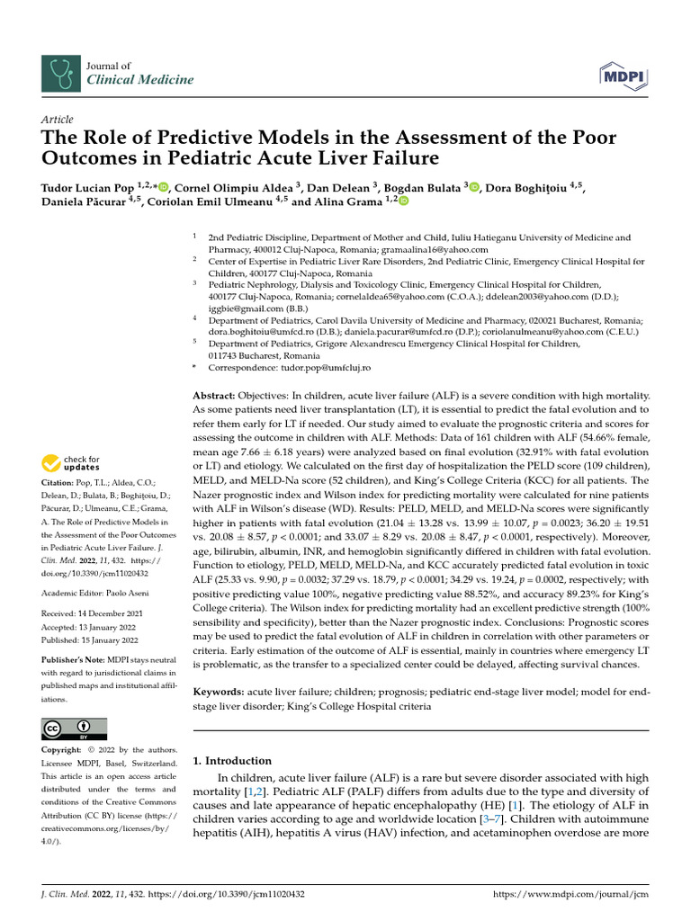 JCM 11 00432 v2 | PDF | Receiver Operating Characteristic | Statistics