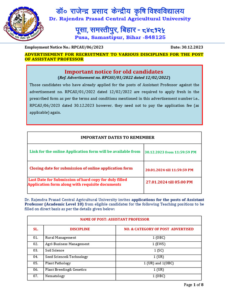 Detailed Employment Along With Genral Instructions and Qualification | PDF