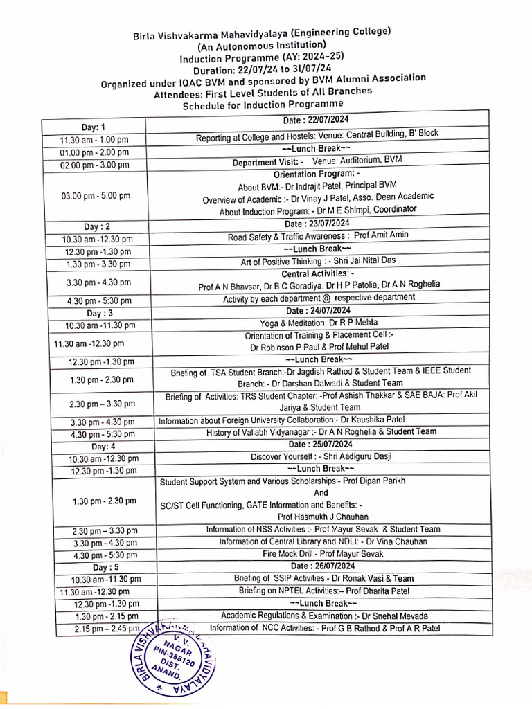 Induction 2024 Program Schedule | PDF