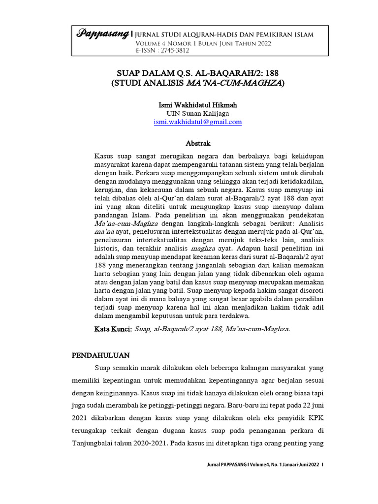 Suap dalam Al-Baqarah 2:188: Analisis Islam | PDF