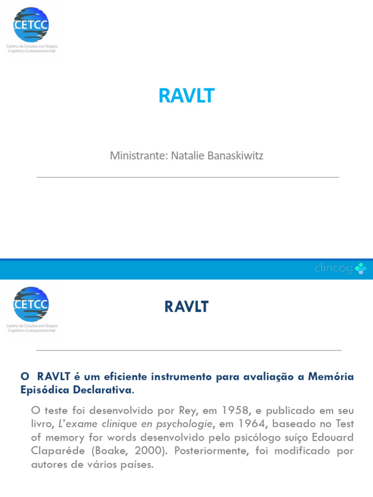 Teste Ravlt | PDF | Aprendizado | Memória