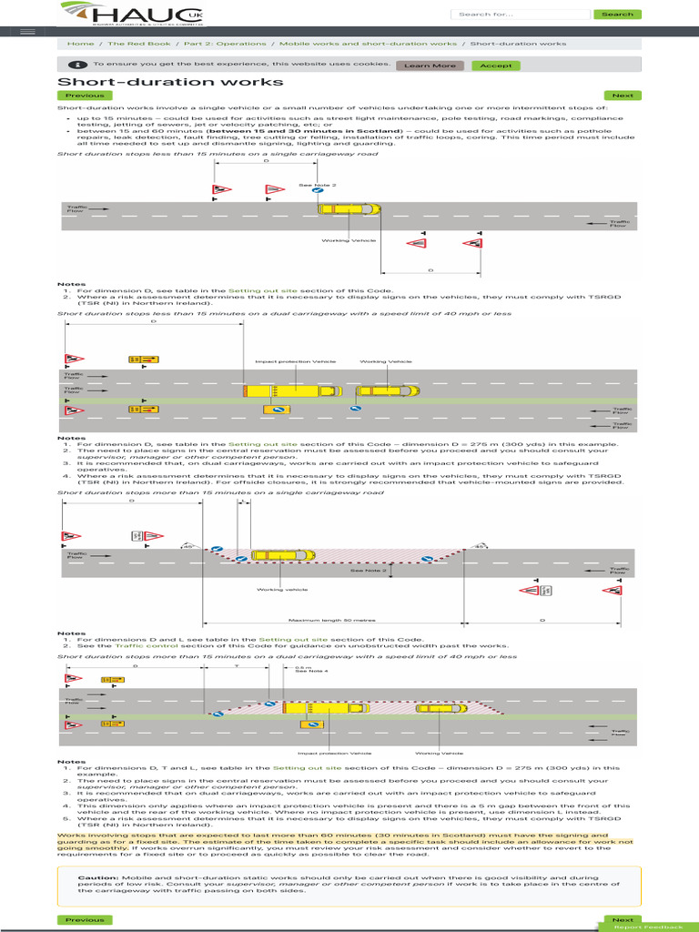 Short-Duration Works - HAUC | PDF | Road | Speed Limit