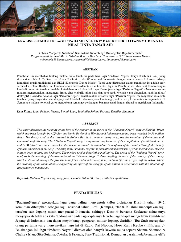 "Analisis Semiotik Lagu Padamu Negeri" | PDF