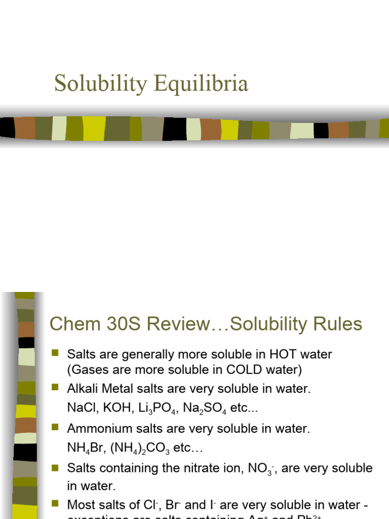 Solubility Equilibria | Download Free PDF | Salt (Chemistry) | Solubility