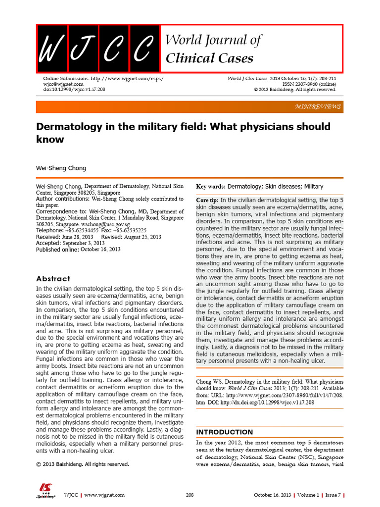 Military Dermatology Insights for Physicians | PDF | Dermatitis | Allergy