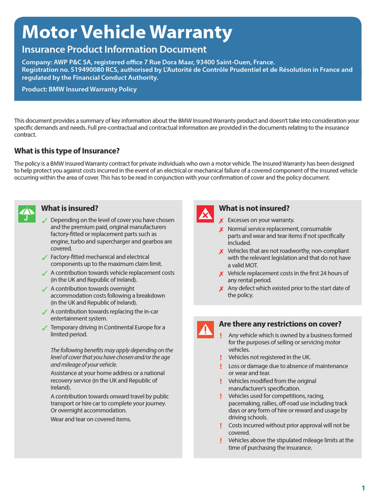 4102BMW 0718 Ipid | PDF | Insurance | Vehicles