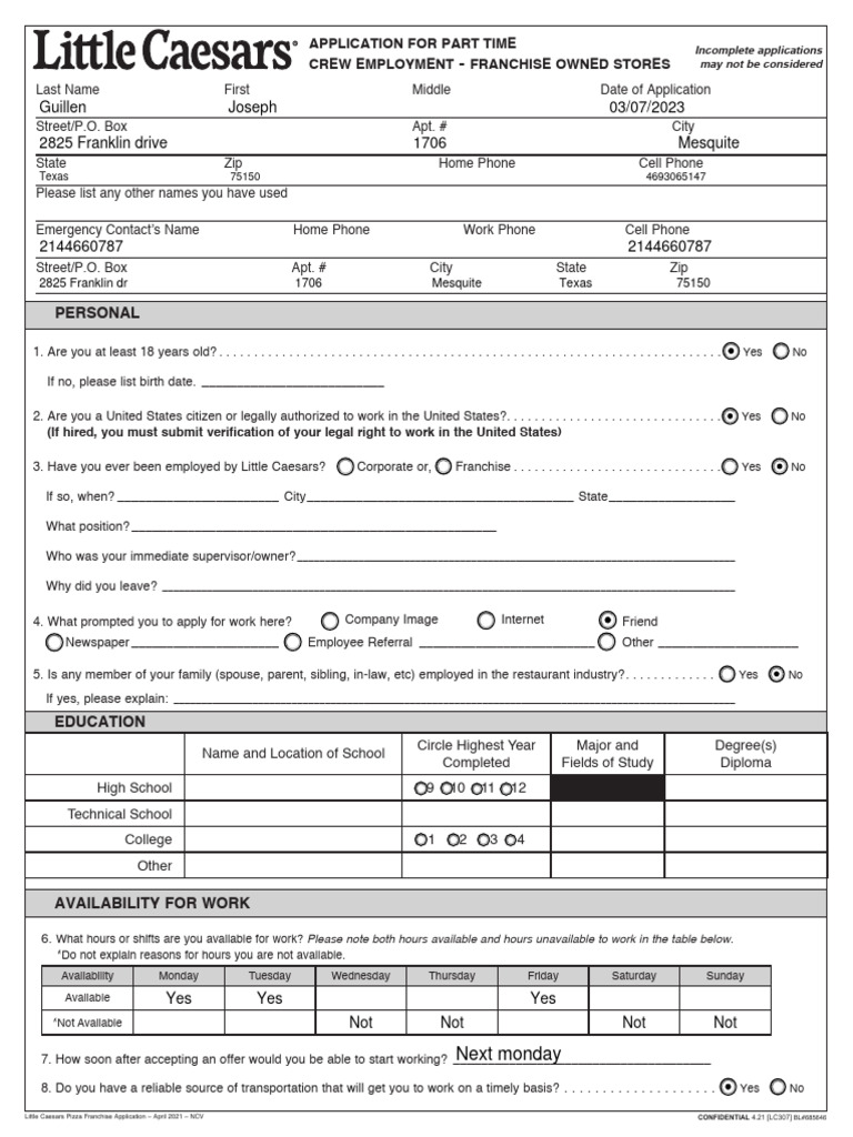 Aplicación Little Cesar | PDF | Franchising | Employment