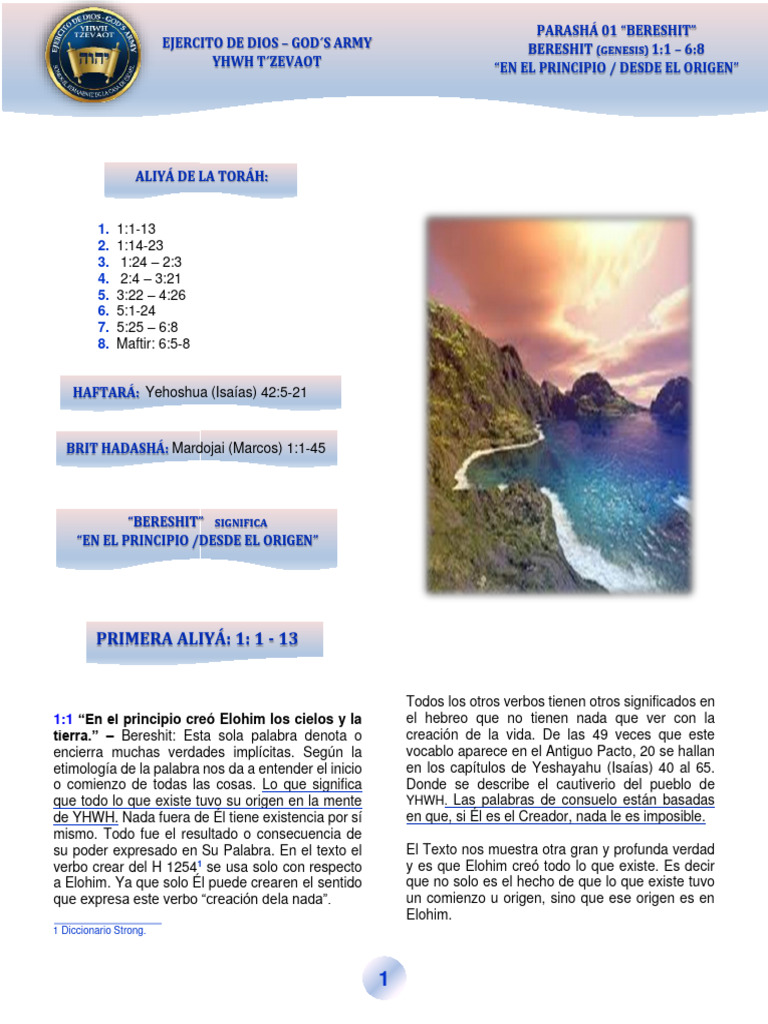 Parashá 01 Bereshit-2 | PDF | Libro del Génesis | Tetragrammaton