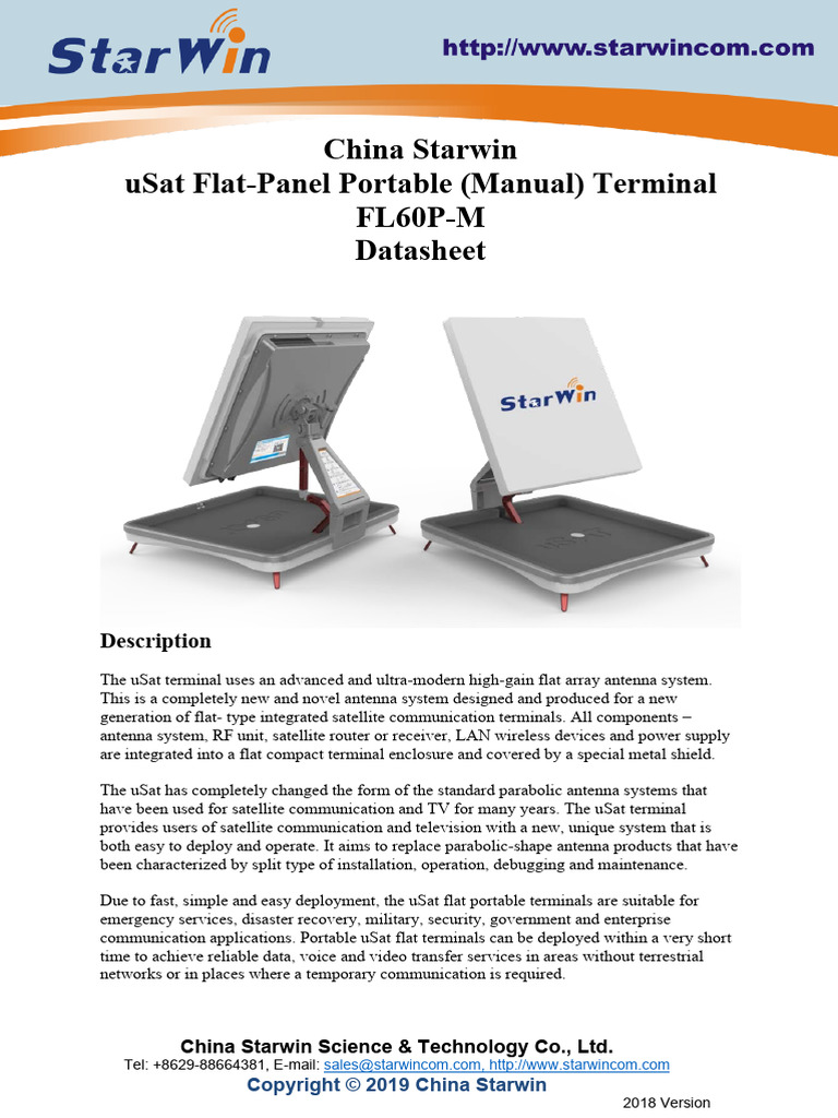 uSat Flat-Panel Portable Terminal | PDF | Antenna (Radio) | Wi Fi