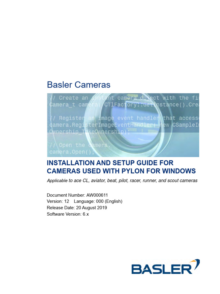 Installation and Setup Guide For Cameras Used With Pylon For Windows ...