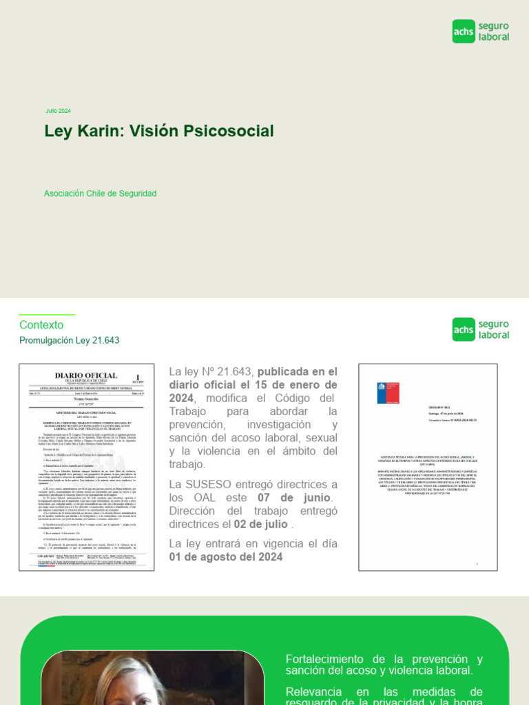 Ley Karin Visión Psicosocial ACHS | PDF | Acoso sexual | Violencia