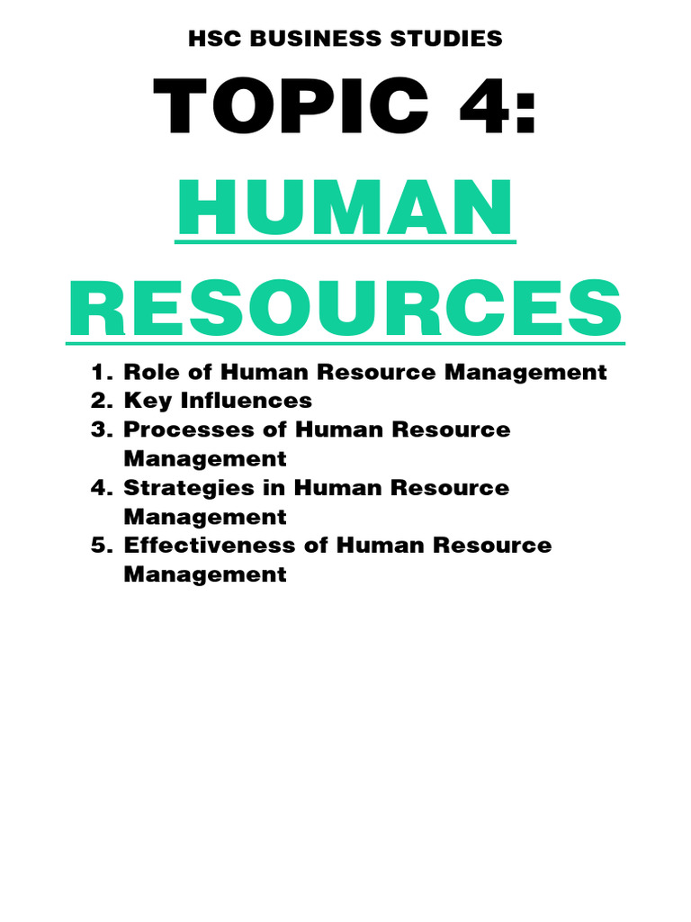 Topic 4 Human Resources Business Studies Notes (Mine) | PDF ...