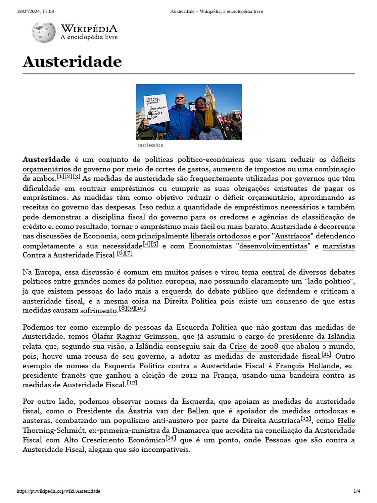 Austeridade – Wikipédia, a enciclopédia livre | Download grátis PDF ...