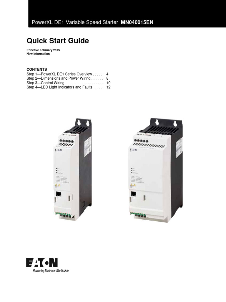 Powerxl De1 Variable Speed Starter Quick Start Guide Mn040015en | PDF ...
