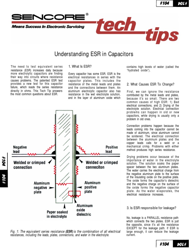SENCORE Understand ESR in Capacitors | PDF | Capacitor | Electrical ...