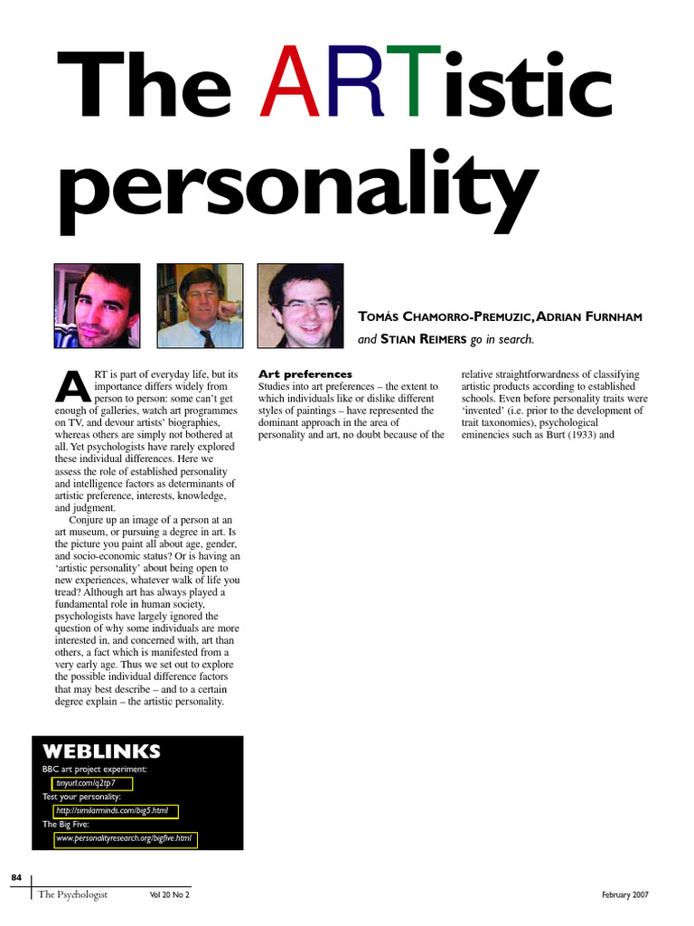 Artistic Personality Pdf Psychology Behavioural Sciences