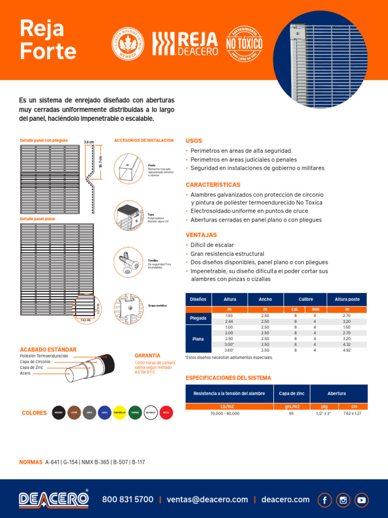 Reja Forte Deacero Ficha Tecnica | PDF | Metalurgia | Rieles