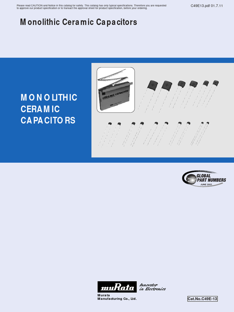 Monolithic Ceramic Capacitors Catalog | PDF | Capacitor | Electric Power
