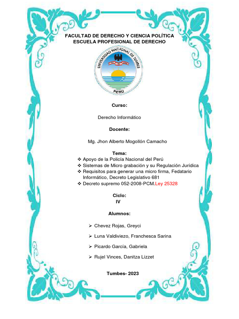 GRUPO 07. APOYO DE LA PNP FEDERATARIO Y DL-681( final) (1) | Descargar ...