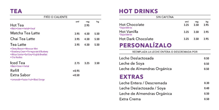 MB Tea & Hot Drinks Miraflores 106cmx53cm | PDF