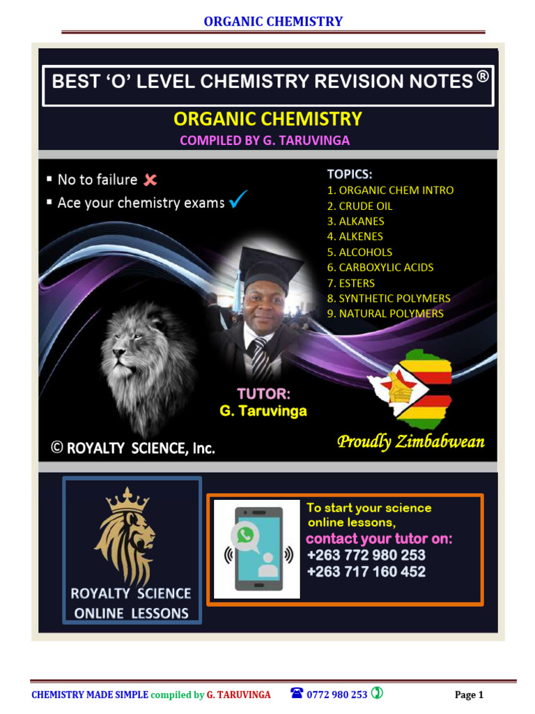 f4 Organic Chemistry Roysci Notes-1-1-2 | PDF | Alkene | Alkane