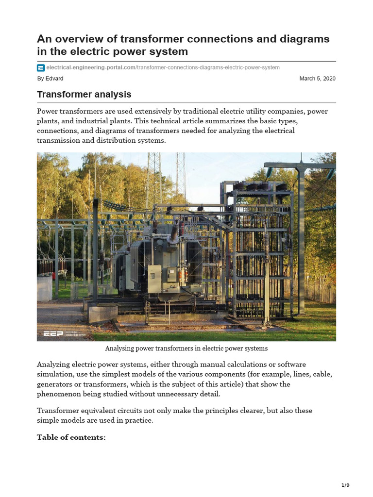 An Overview of Transformer Connections and Diagrams in The Electric ...