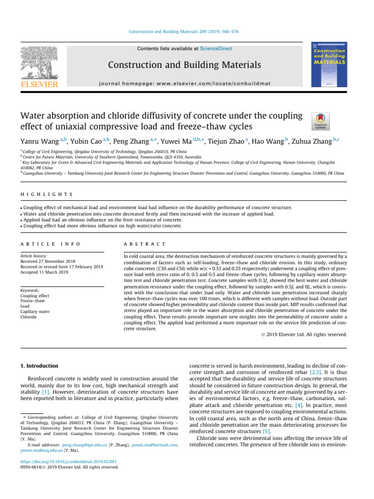 Chloride Diffusivity and Free Thaw | PDF | Concrete | Cement