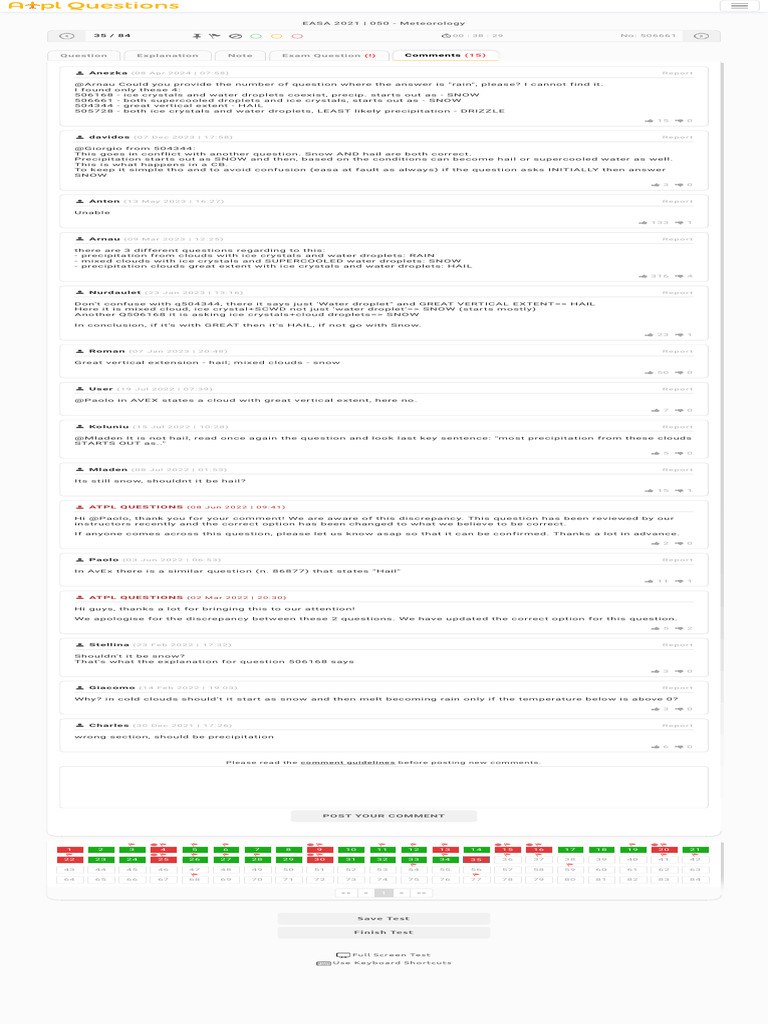 Study ATPL Exam Question Bank 5 | PDF | Precipitation | Ice