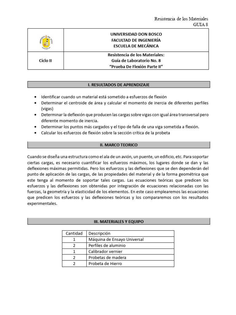 Guía 8 | Descargar gratis PDF | Viga (Estructura) | Doblar