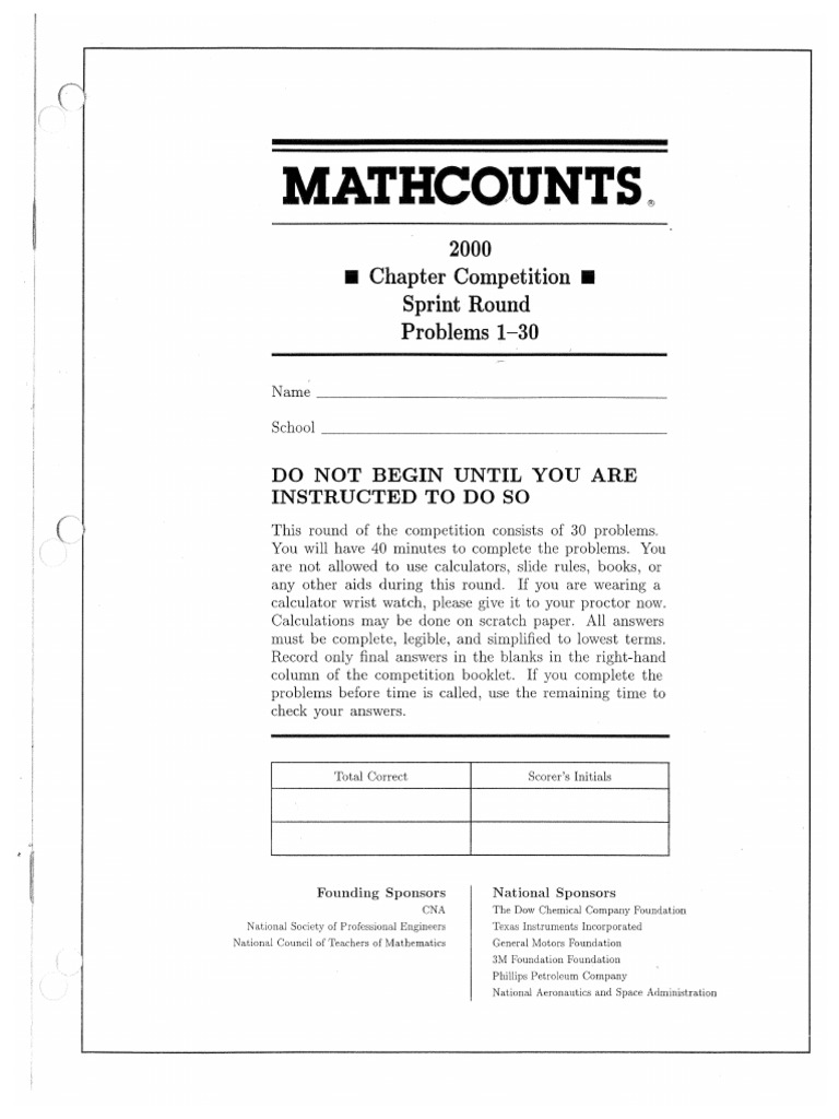 Chapter Sprint | PDF | Numbers | Integer