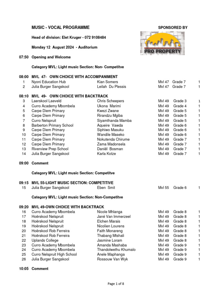 Eisteddfod 2024 Vocal Program | PDF | Entertainment | Musicology