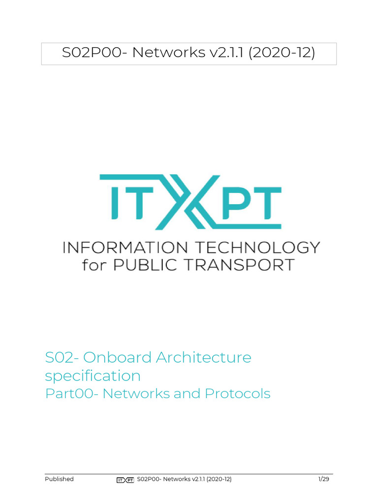 S02P00v2.1.1 ITxPT Networks and Protocols Specification | PDF | Ip Address | Computer Network